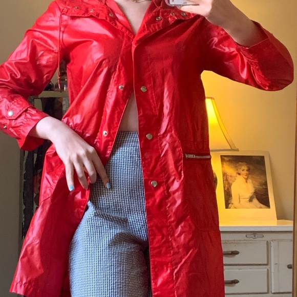 Jackets & Coats | Bright Cherry Red Rain Coat | Poshmark